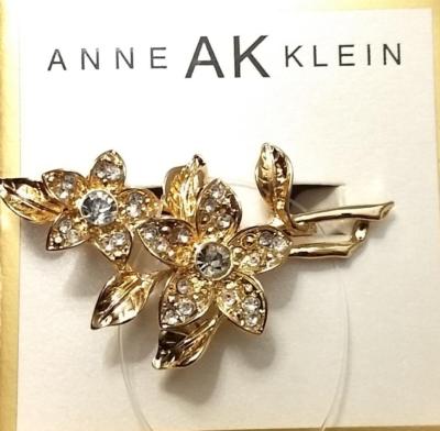 NEW ANNE KLEIN Rhinestone Flower Brooch Pin Orig $30 NIB | eBay