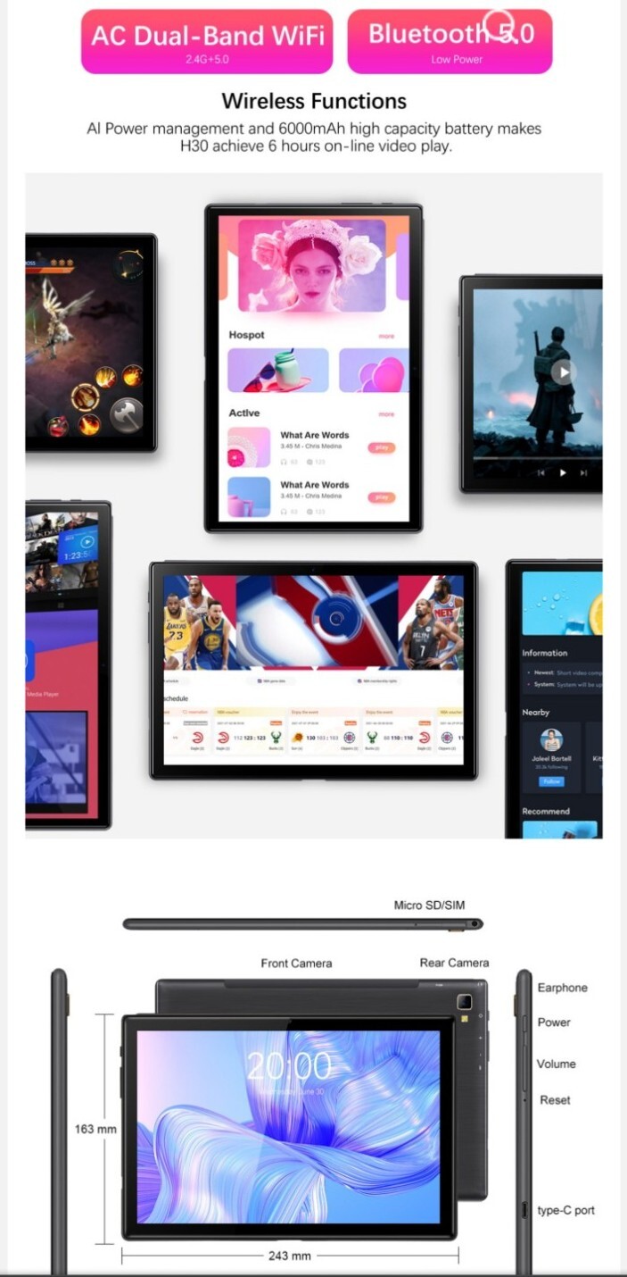 VGKE 10.1 Full HD 4G Tablet. *Only used 4 times. Screen is 100% perfect ...