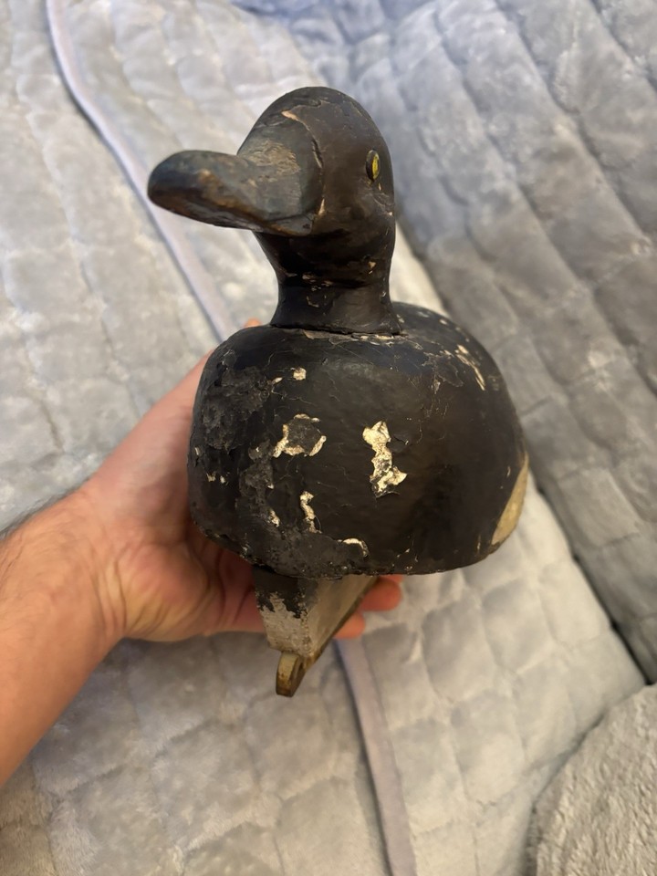 antique VTG hand carved wood bluebill duck decoy Solid Body Estate 15 ...