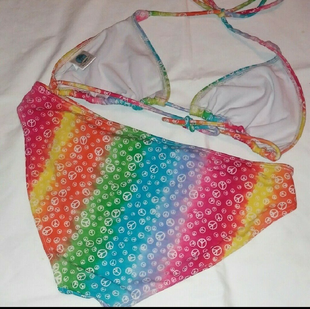Island Escape multi-colored Peace Sign Bikini Swim Suit Bathing Suit 2 ...