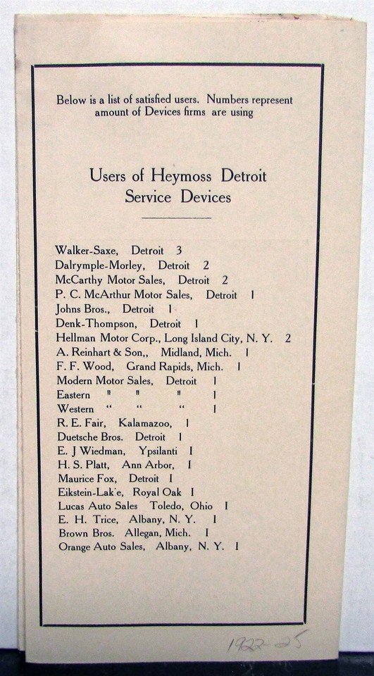 Early 1920s Heymoss-Detroit Truck Service Device Wrecker Car Lift ...