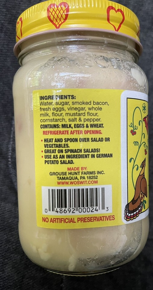 Wos-Wit Pennsylvania Dutch Farm Made Bacon Dressing - 18oz Mason Jar ...