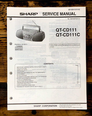 Sharp QT-CD111 QT-CD111C Radio Service Manual *Original* | eBay