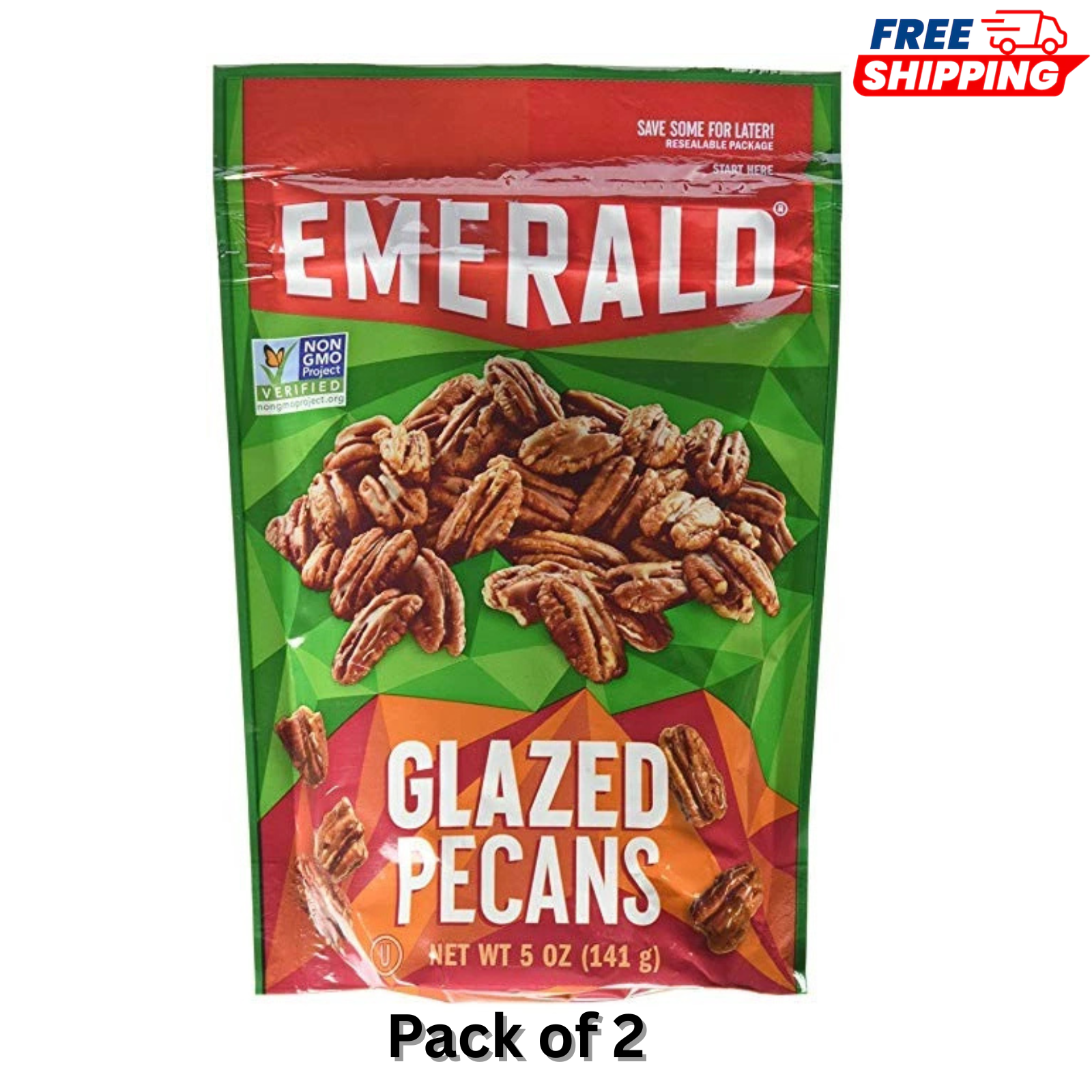 Glazed Pecans Non-GMO Verified Gourmet Snack Pack of 2 Healthy Nuts ...