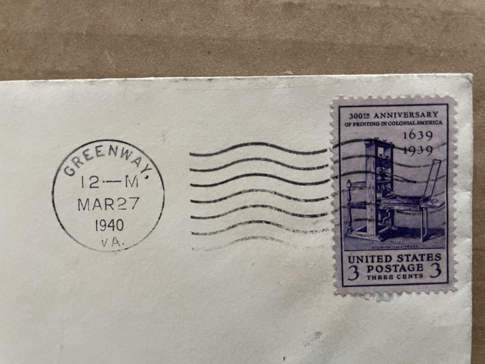 Vintage First Day Cover 1940 PRESIDENT John Tyler Greenway VA #125 | eBay