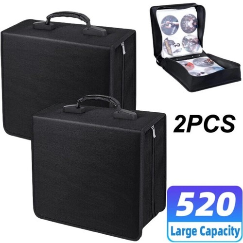 2 Pack 520 Capacity DVD Binder Case CD Wallets Storage Organizer Holder ...