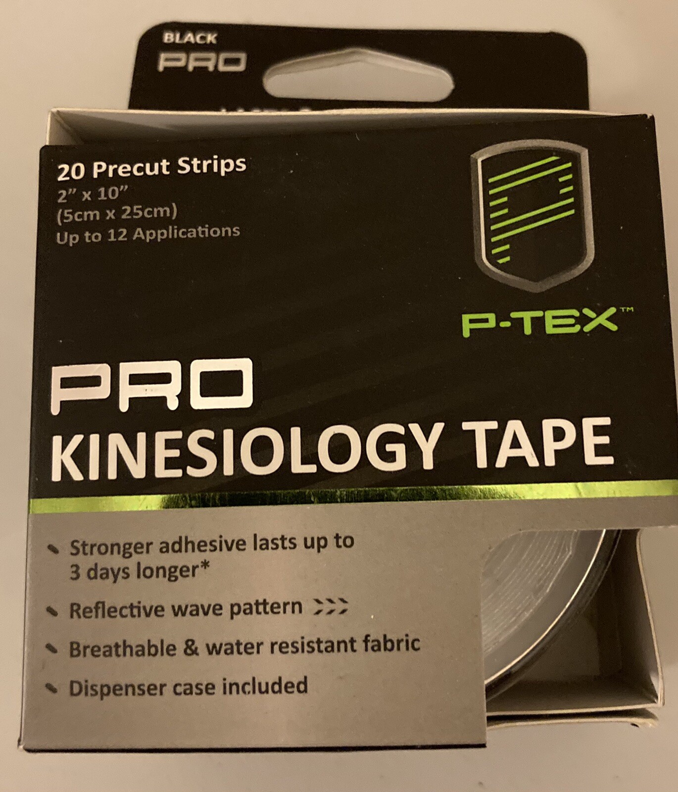 TWO Rolls Of New PTEX Pro Elastic Kinesiology Tape Black 20 Strips Free ...