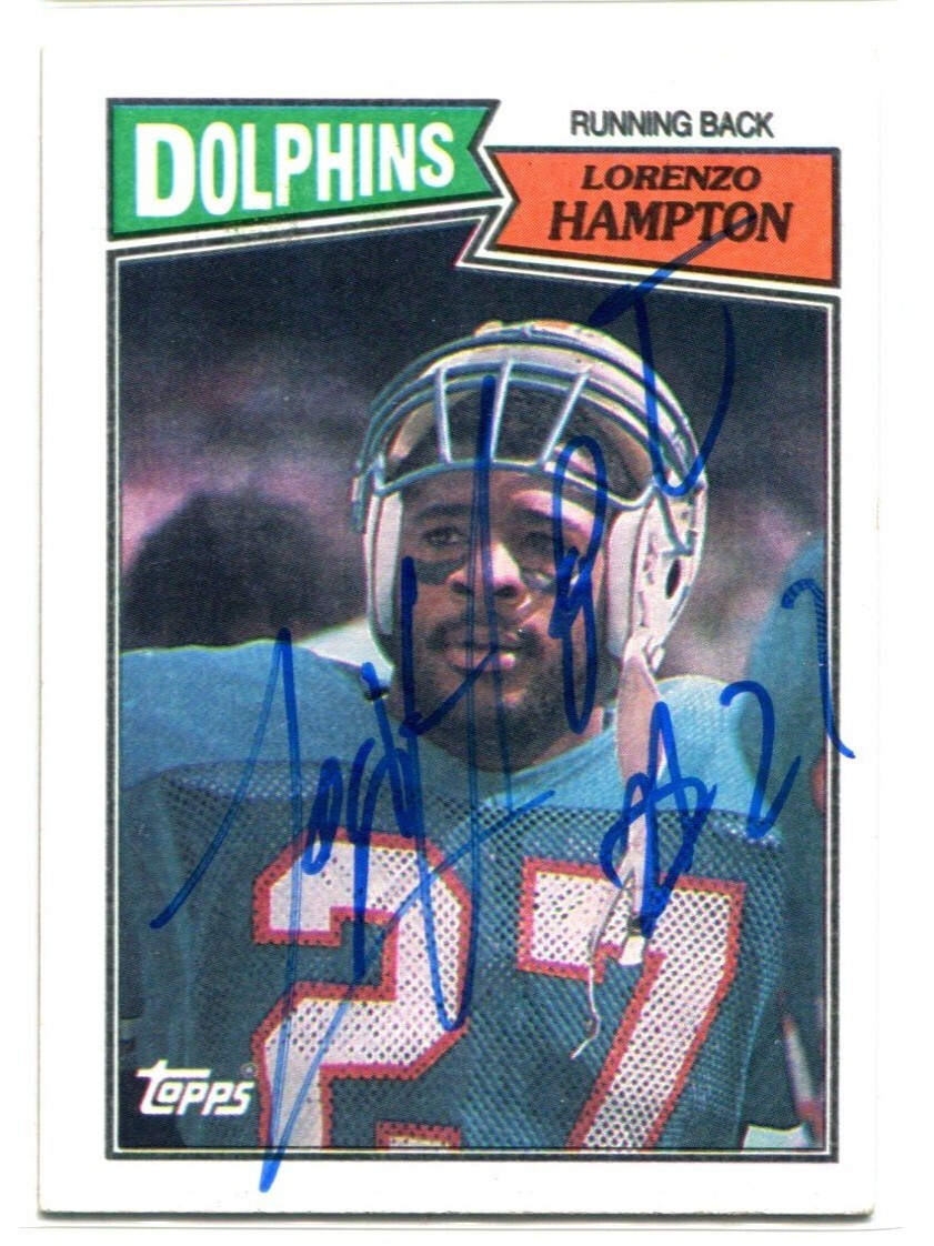 LORENZO HAMPTON 1987 Topps Football Authentic AUTO Autograph Dolphins ...