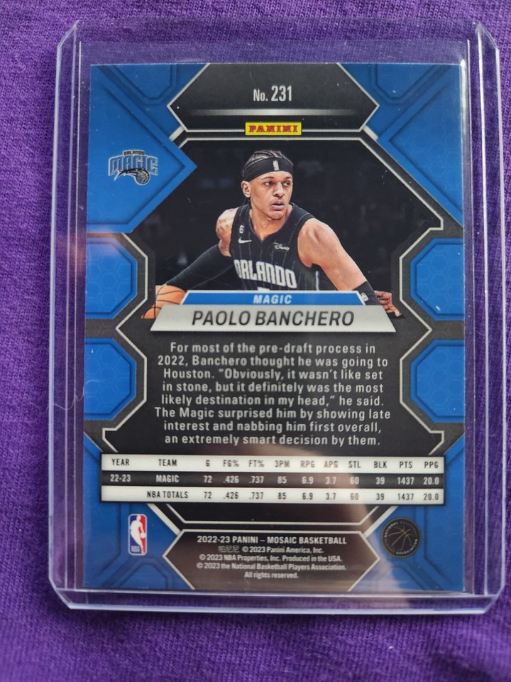 PAOLO BANCHERO 2022-23 Panini Mosaic Basketball Magic Rookie Card #231 ...