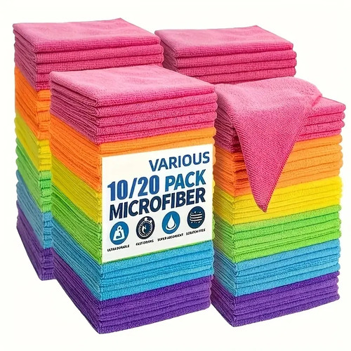 2pcs Options: 20/10pcs Multi-Purpose Microfiber Cleaning Cloths ...