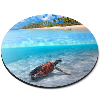 Round Mouse Mat Green Sea Turtle Tropical Beach #63147 | eBay