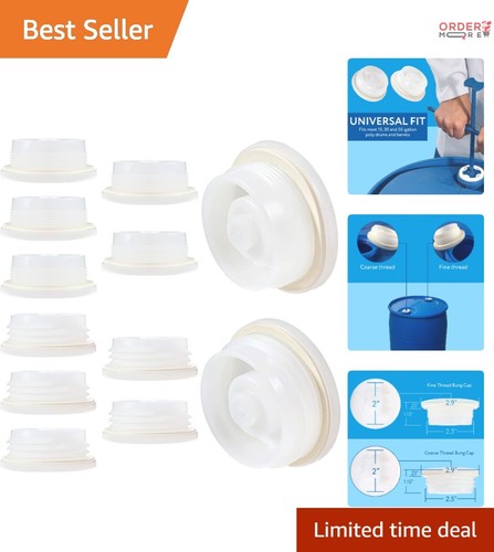 Bung Caps Plastic 2" 12 Pack Fine Coarse Thread Fits 15-55 Gallon Drums ...