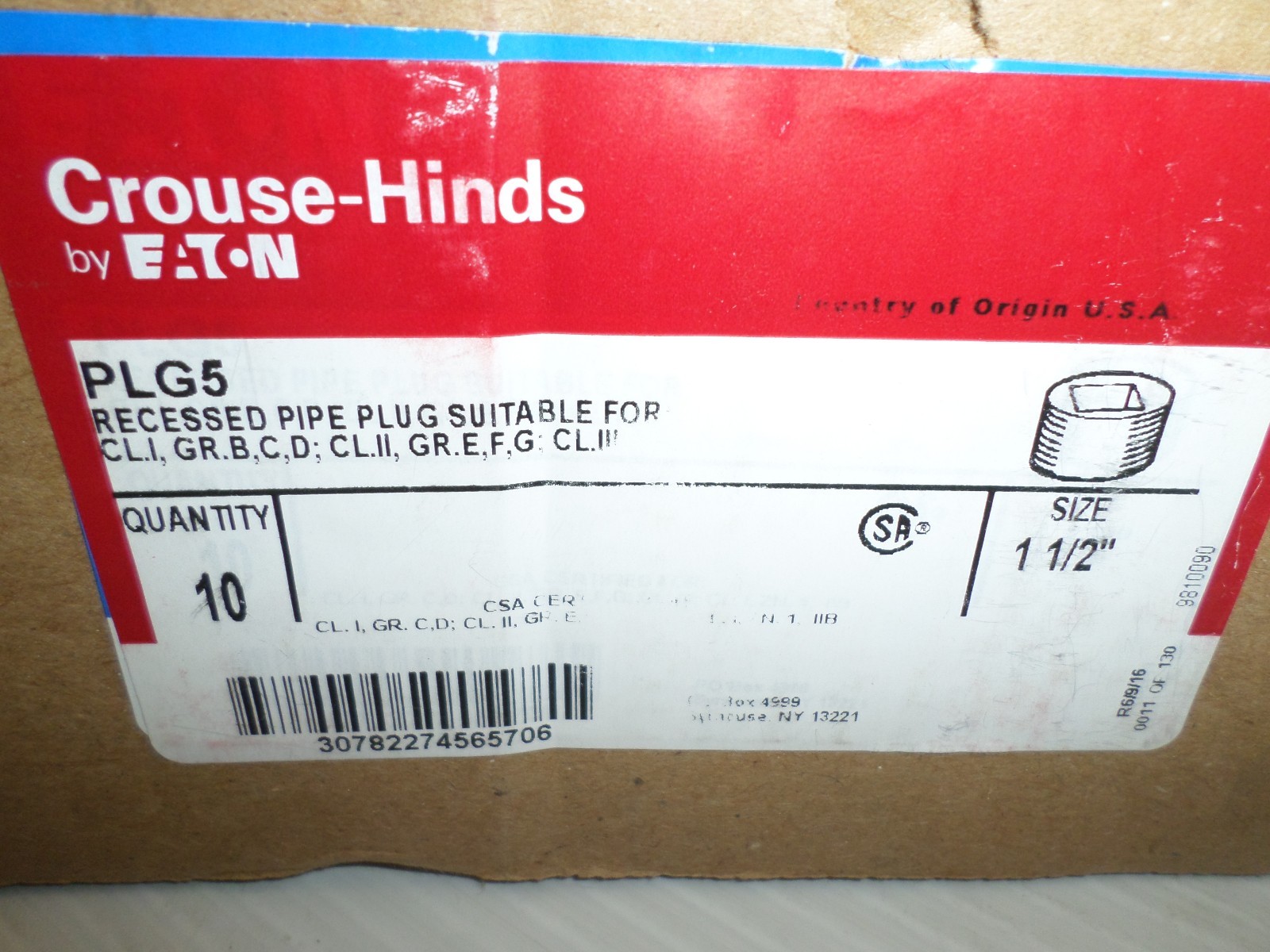 ⭐NEW BOX OF 10⭐ EATON COOPER CROUSE HINDS PLG5 1-1/2" Recessed Pipe ...