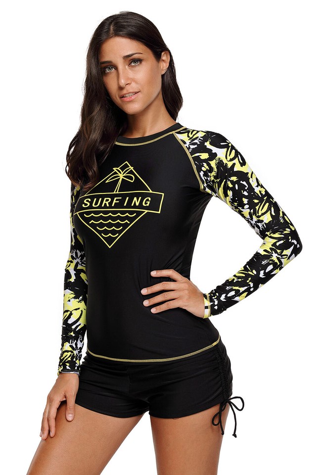Women's Long Sleeve UV Sun Protection UPF 50+ Swimsuit Rash Guard Surf ...