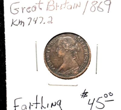 Great Britain 1869 farthing KM 747.2 VF + | eBay