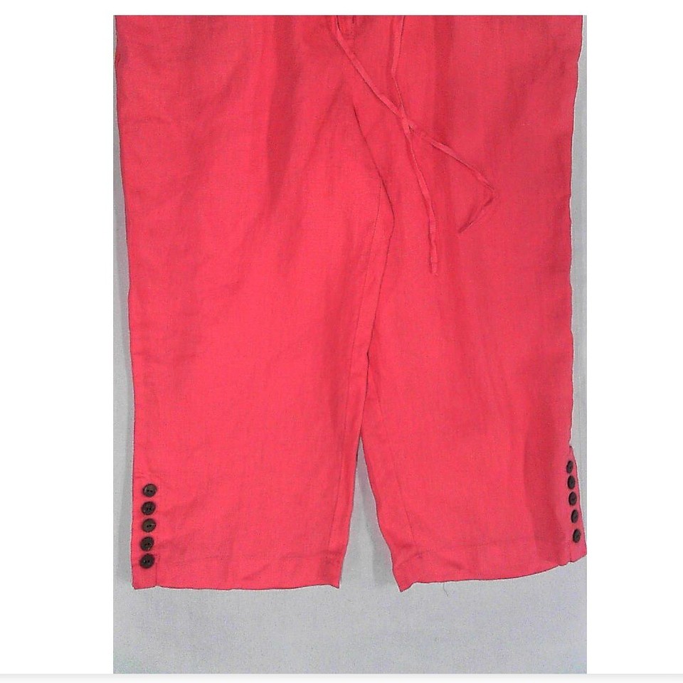 JM Collection Women Pants 18 Coral Casual Straight Leg Linen Solid ...