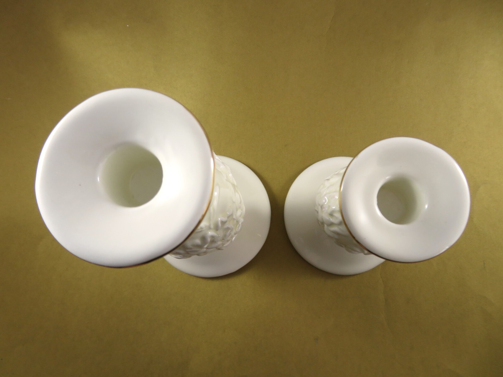 Ceramic Taper Candle Holders Pair Cream Color Embossed Botanicals By ...
