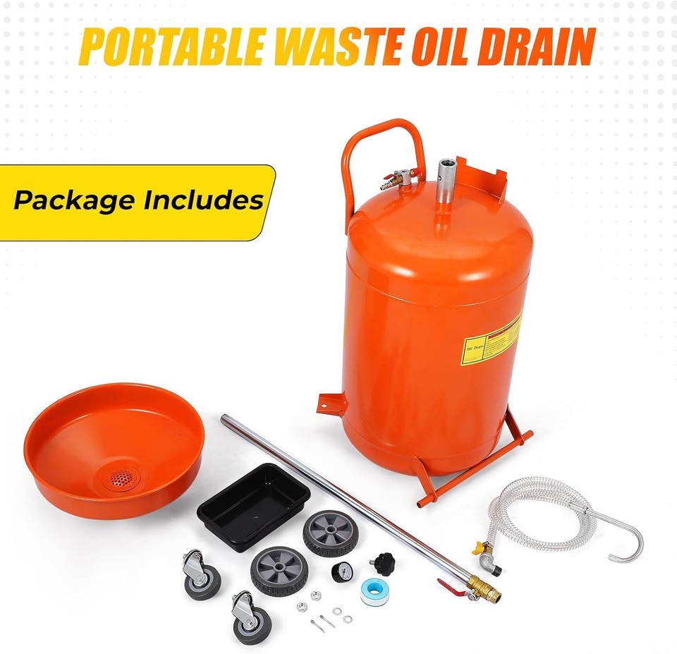 8/20 Gallon Portable Waste Oil Drain Tank with Lift Pan – Oil Drain ...