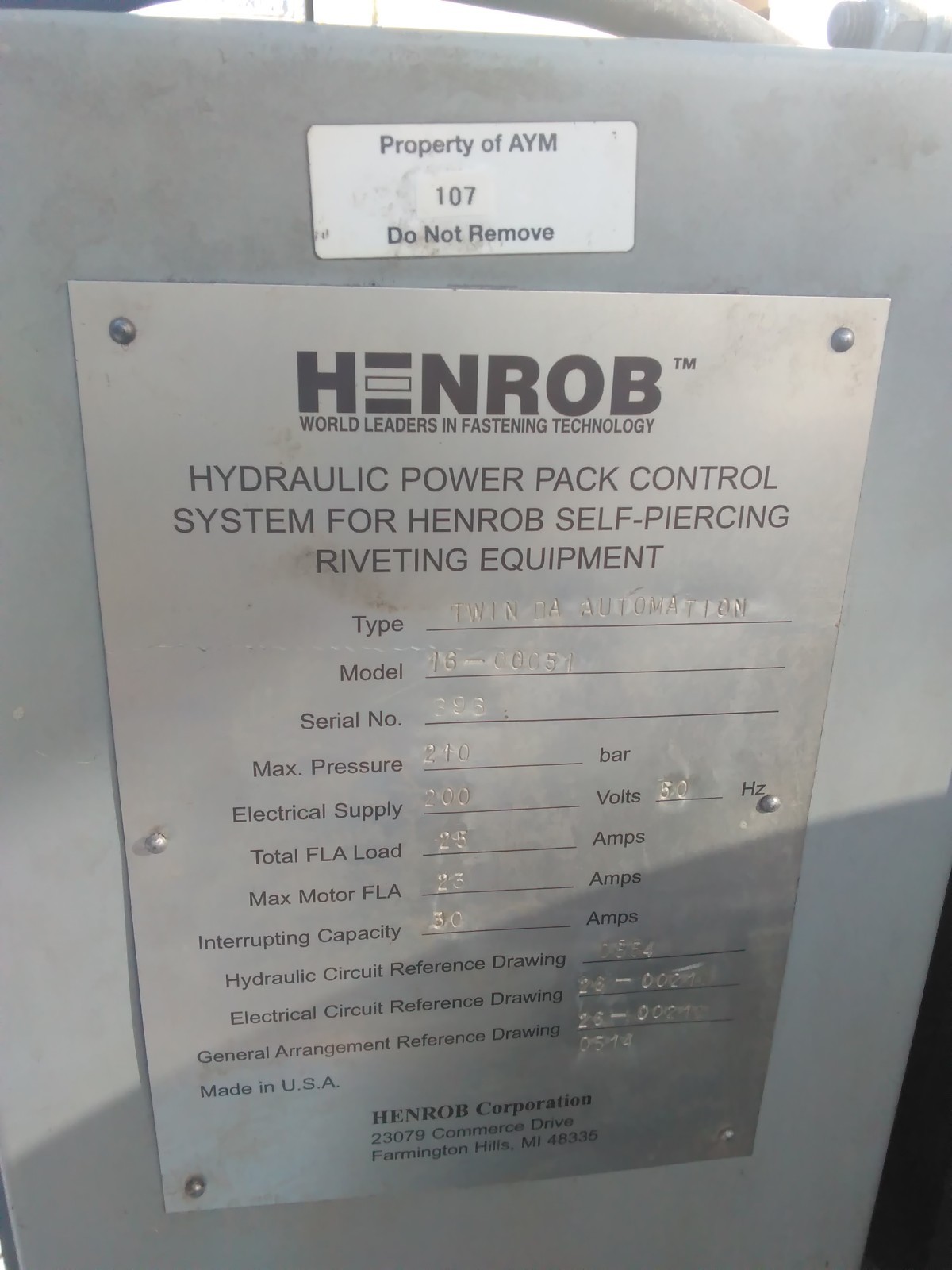 Hydraulic Power Pack Control System For Henrob Self-Piercing Riveting ...
