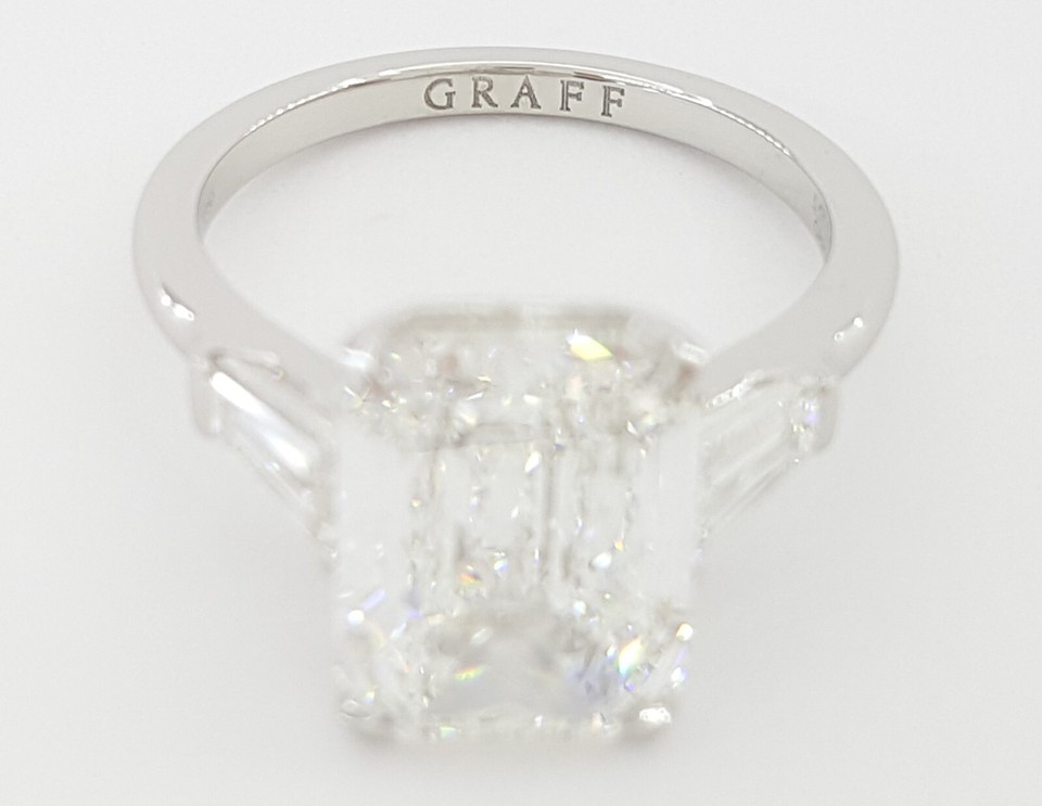 Graff Promise Emerald Cut Diamond 3-Stone Engagement Ring 5.91 ct ...