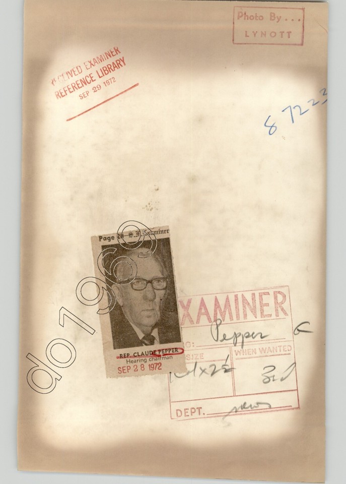Closeup US Senator CLAUDE PEPPER of Florida @ Desk Politics VTG 1972 ...