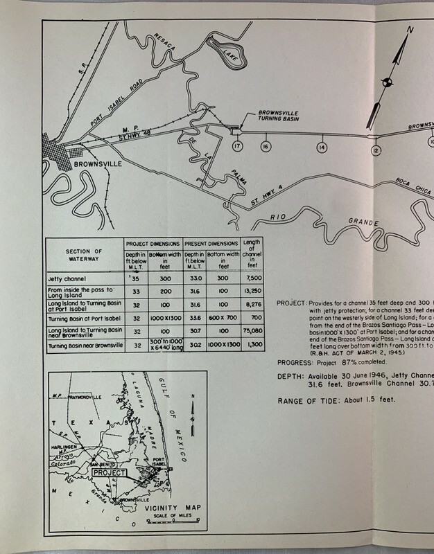 1946 Army Engineer Project Map River Harbor Brazos Island Harbor Texas ...