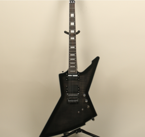 Custom Explorer Electric Guitar Black Flamed Maple Top Black Hardware ...