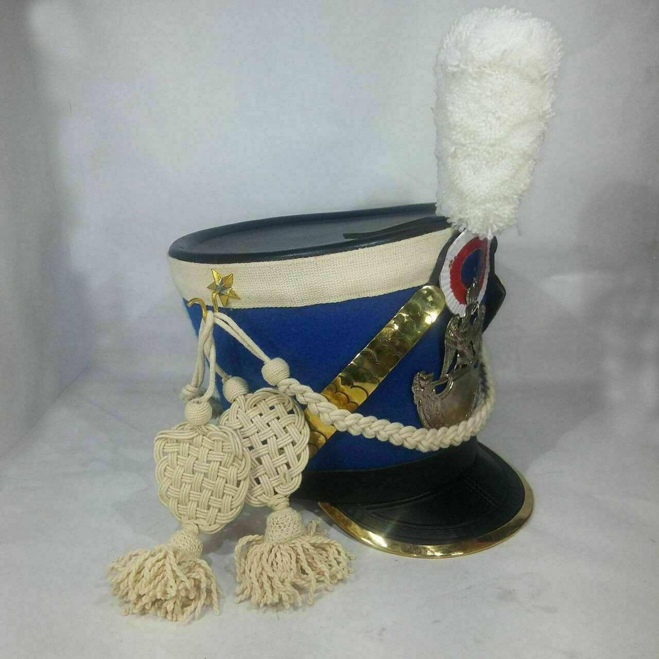 Nepoleonic Era Blue Shako Hat+ White Long Pompom + White Cordon + Free ...