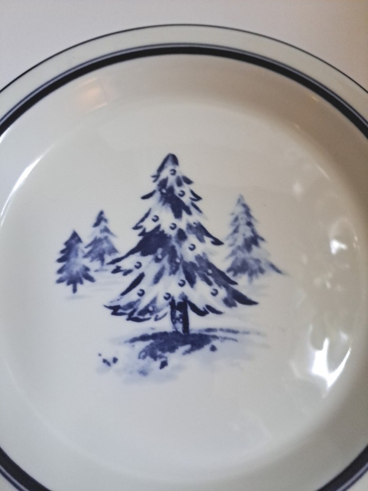 Dansk Bistro Christmas Blue Christmas Trees Blue Bands White Salad ...