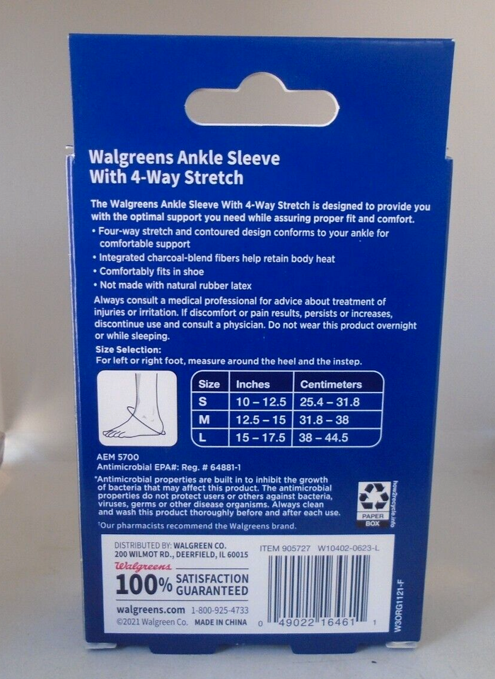 Walgreens Compression Ankle Sleeve ~ 4 Way Stretch ~SMALL | eBay