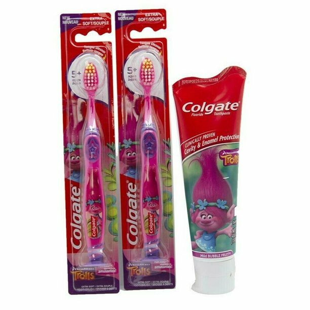 Colgate Kids Toothbrush Manual & Toothpaste 4.6 oz. Gift Set, Trolls ...