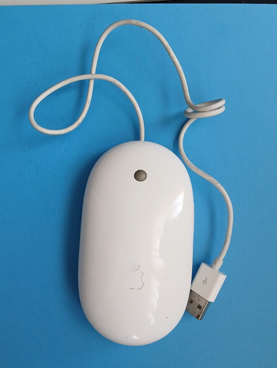 Genuine Apple A1152 USB Wired Mighty Mouse Optical Mouse White EMC 2058 ...
