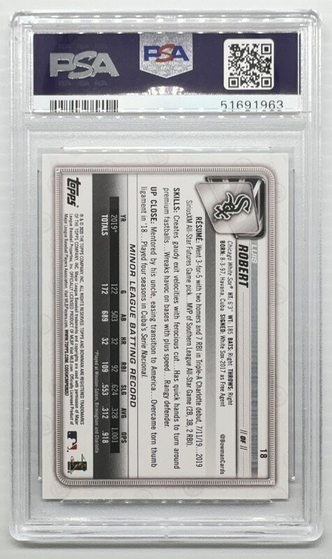 2020 Bowman Luis Robert Paper Rookie Card RC #18 PSA 10 White Sox | eBay