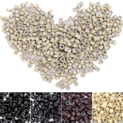 500 Micro Loop Rings Link Beads Silicone Lined 5mm 6mm for Human Hair ...