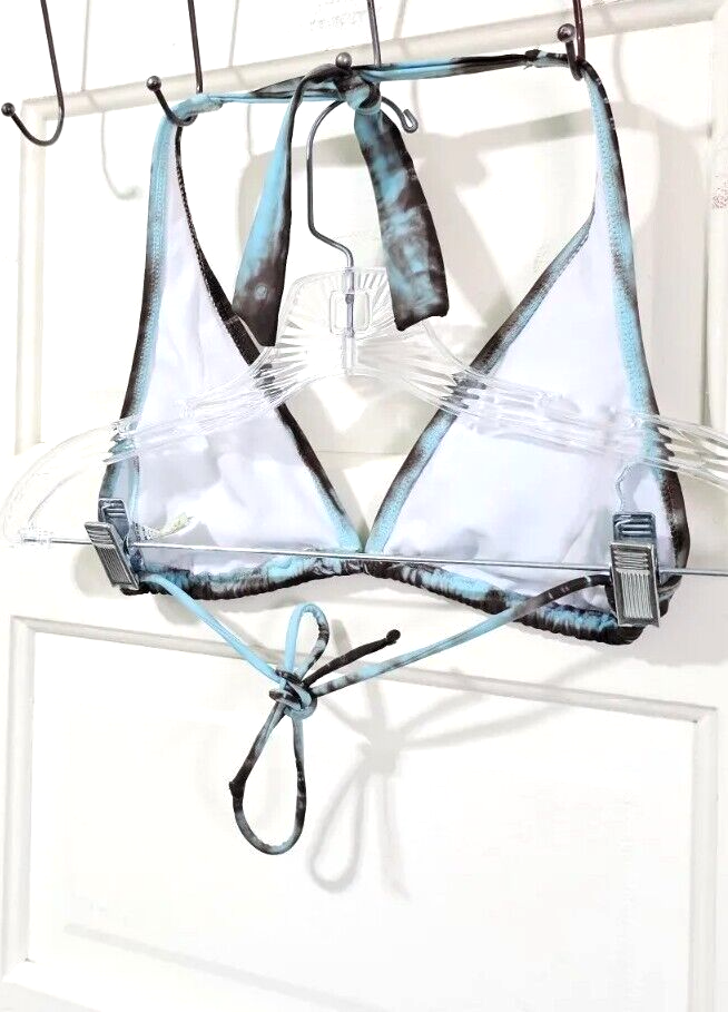 Womens No Boundaries BOHO Halter String Bikini Top Medium 7 9 Blue ...