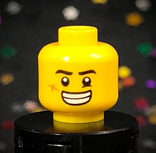 NEW LEGO Yellow Dual Cheek Scar Big Smile Grumpy Minifigure Head | eBay ...