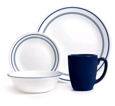16pc Vintage Corelle CLASSIC CAFE BLUE Dinner & Bread Plates, Bowls ...