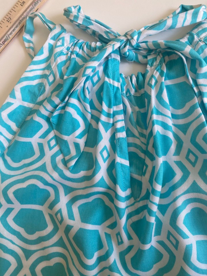 Escapada La Mer Luxe Pull Over Sleeveless Sundress Teal White Size ...