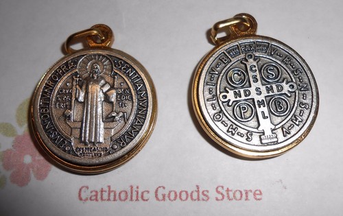 San Benito Medalla/ Saint Benedict Cross Silver/Gold Tone - LG - Made ...