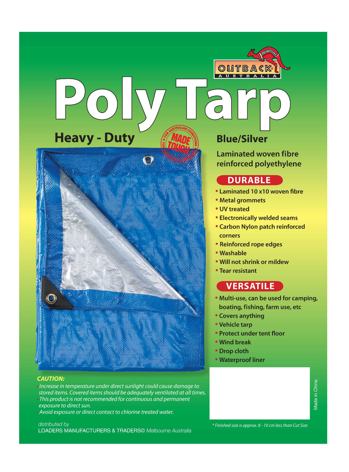 PE Poly Tarp Tarpaulin Waterproof Cover Blue 4x6'-12x18' BlueSilver ...