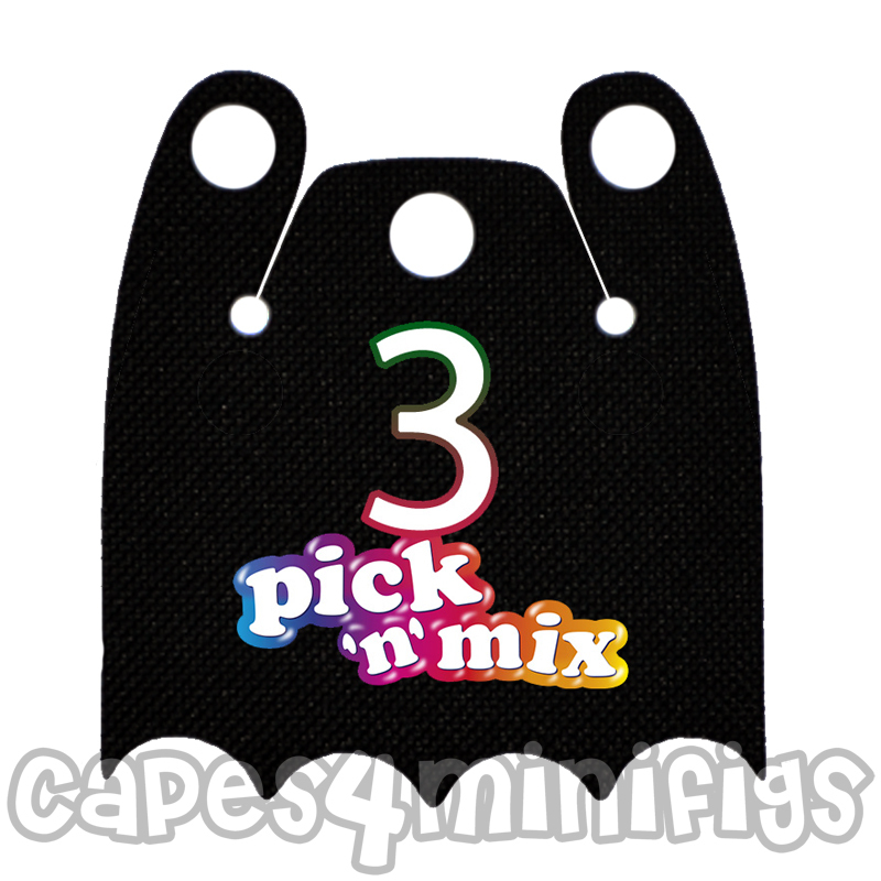 3 CUSTOM fabric 'over shoulder' bite capes for your Batman minifigs ...