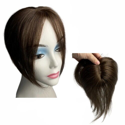 Human Hair Toppers Clip in Hairpieces Mid Part No Bangs Hair Bangs ...