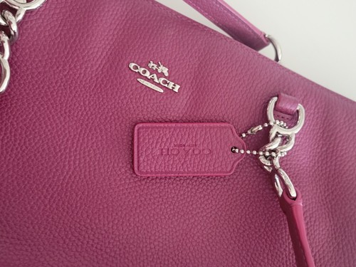 Coach Women's Pebbled Small Sophia Tote Purse SV/ Cyclamen Tote Fuscia ...