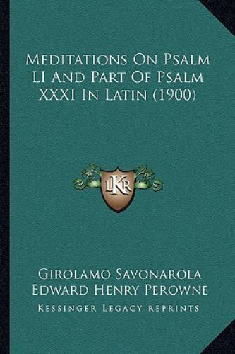 Meditations on Psalm Li and Part of Psalm Xxxi in Latin by Edward Henry ...