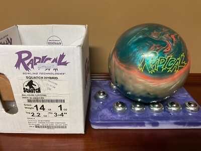 Radical Squatch Hybrid 14lb 1oz Bowling Ball in Teal/Platinum/Orange ...