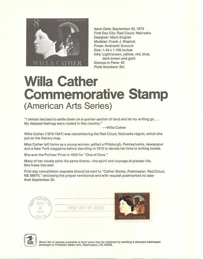 Willa Cather Stamp