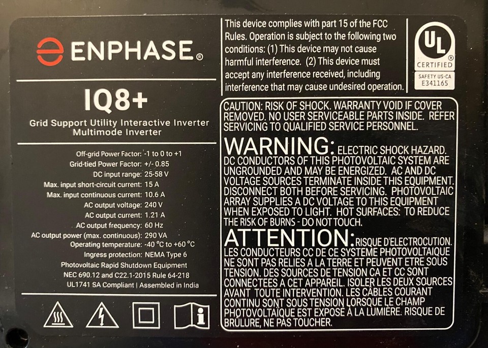 Enphase IQ8+ micro inverter with adapter MC4 Solar panel (IQ Cable DC ...