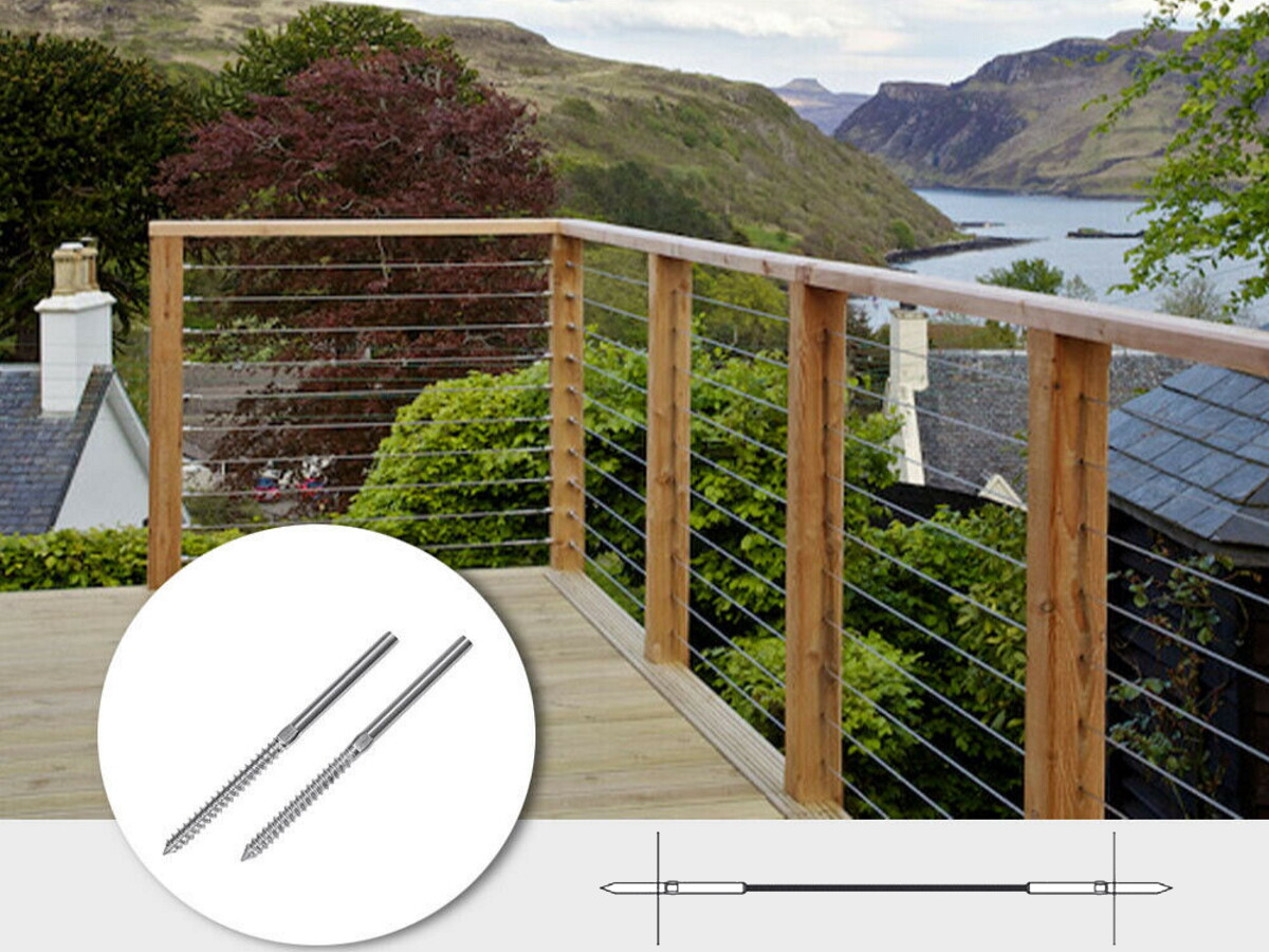 Stainless Steel Wire Balustrade KIt 3.2mm 20 set- Lag Screw Term L & R ...