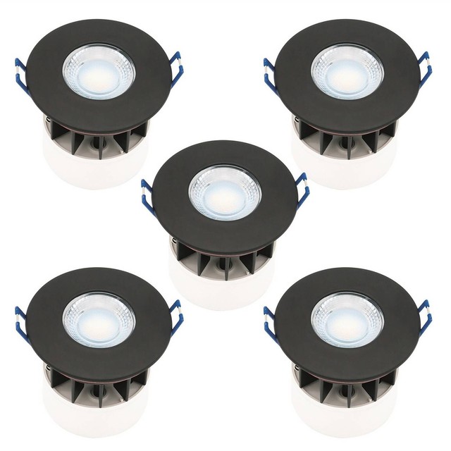 Arlec Fixed Fire Rated IP65 Dimmable LED Downlight 5 Pack - Black for ...