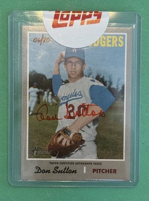 2019 Topps Heritage High Number Real One Auto Don Sutton RED INK AUTO ...